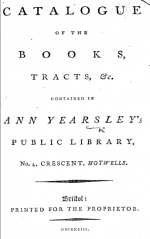Ann Yearsley’s Library Catalog | The Stainforth Library of Women's Writing