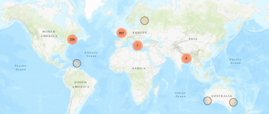 Map of Publication Places in the Library Catalog | The Stainforth ...
